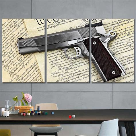 2nd Amendment Gun Rights Constitution Framed Canvas Home Decor Wall Ar