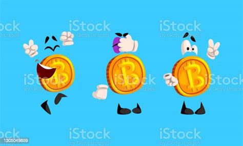 비트 코인의 세트 다양한 감정 만화 벡터 일러스트와 재미 암호 화폐 문자 가공의 인물에 대한 스톡 벡터 아트 및 기타 이미지 가공의 인물 개념 개체 그룹 Istock
