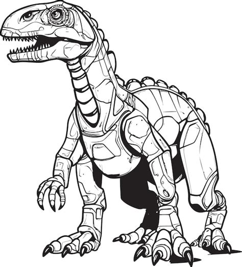 Robo Dino Symbol Vector Black Logo Icon Design For Futuristic Dinosaur Robotics Evolution