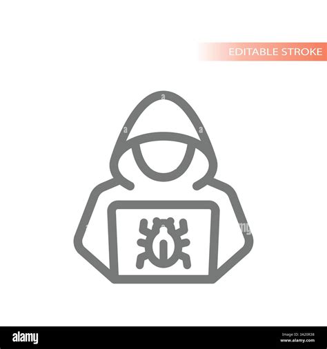 Computer Hacker With Hoodie And Laptop Virus Spyware Or Malware Attach Cyber Crime Vector