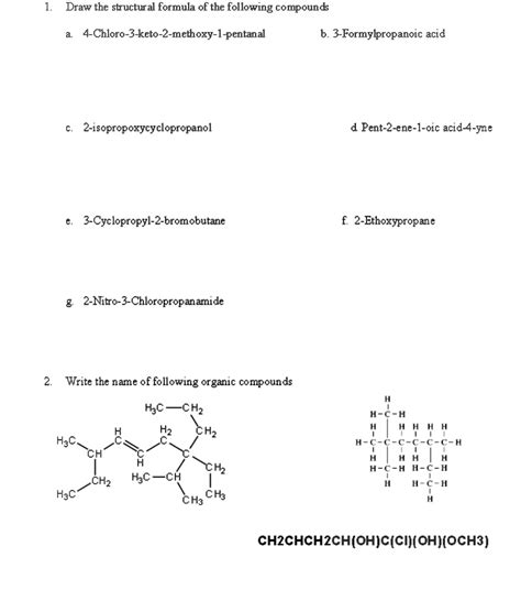 1 Draw The Structural Formula Of The Following Compounds A 4 Chloro 3 Keto 2 Methoxy 1