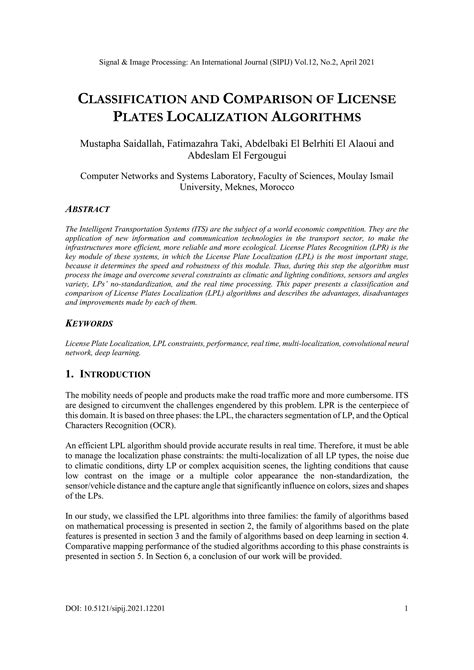 Classification And Comparison Of License Plates Localization Algorithms