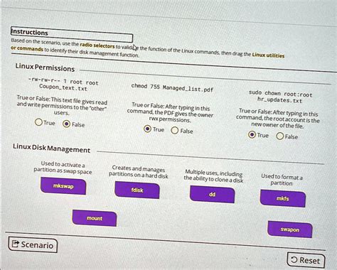 Instructions Based On The Scenario Use The Radio Selectors To Validae