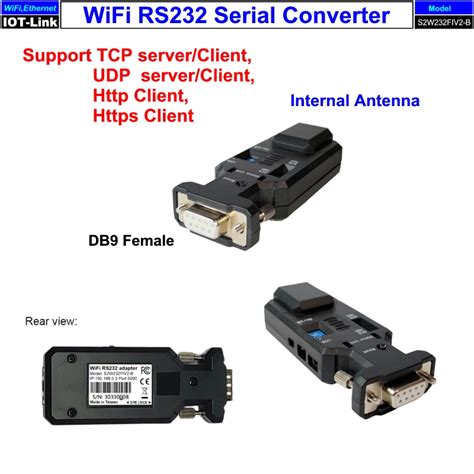 Internal Antenna Female DB9 Battery WiFi RS 232 Adapter Built In Re Chargeable Battery