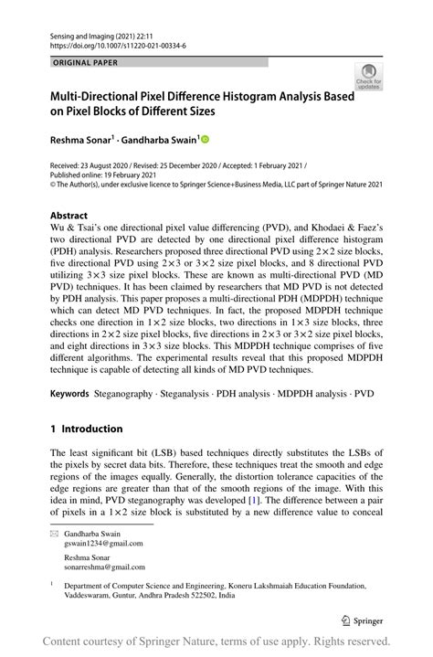 Multi Directional Pixel Difference Histogram Analysis Based On Pixel