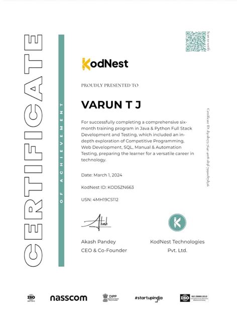 varun t j on linkedin javafullstack kodnest continuouslearning