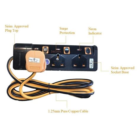 High Quality 5 Way Heavy Duty Trailing Socket Extension Socket 5 Meter 1 25mm 3c Flexible Cable