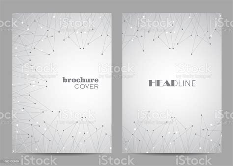 브로셔 템플릿 레이아웃 디자인 연결된 선과 점이 있는 추상기하학적 배경 개념에 대한 스톡 벡터 아트 및 기타 이미지 개념 개념과 주제 과학 Istock