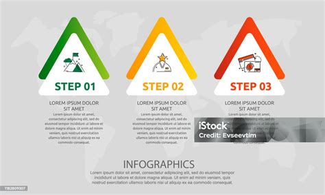 삼각형과 세 개의 화살표가있는 벡터 인포 그래픽 템플릿입니다 3 가지 옵션 부품 단계와 비즈니스 기하학적 개념 타임라인 워크플로우 프레젠테이션 다이어그램 전단지 배너 차트로