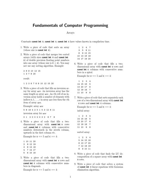Fcp Tasks Arrays Download Free Pdf Array Data Structure Matrix