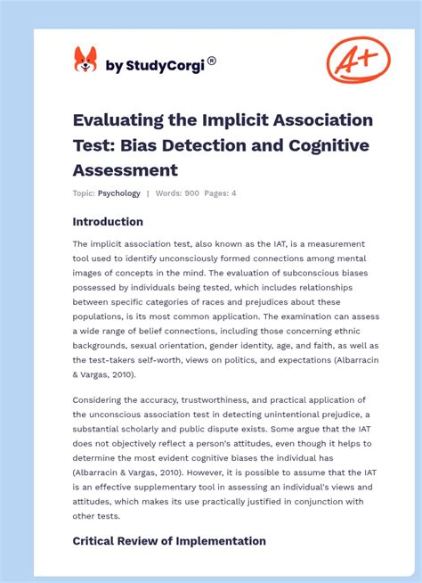 Evaluating The Implicit Association Test Bias Detection And Cognitive