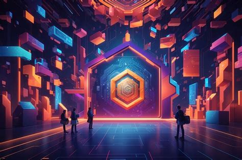 Premium Ai Image Blockchain Technology Isometric Concept Computer