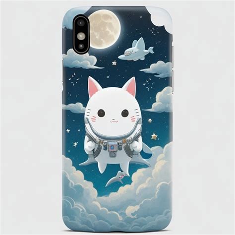 Premium Ai Image Shark And Cat Themed Smartphone Soft Case Mockup