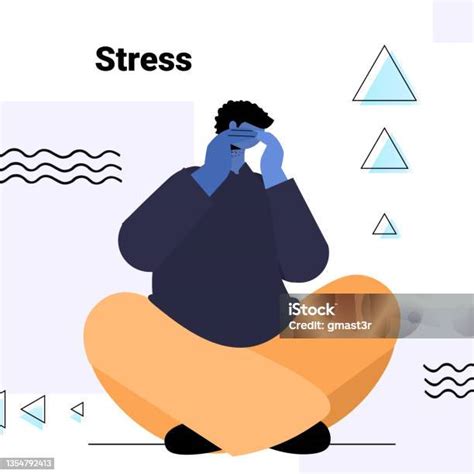 피곤 우울한 남자 불행 한 남자 느낌 절망적인 정신 건강 질환 우울증 개념 고독 부정적인 감정 표현에 대한 스톡 벡터 아트 및 기타 이미지 고독 부정적인 감정 표현