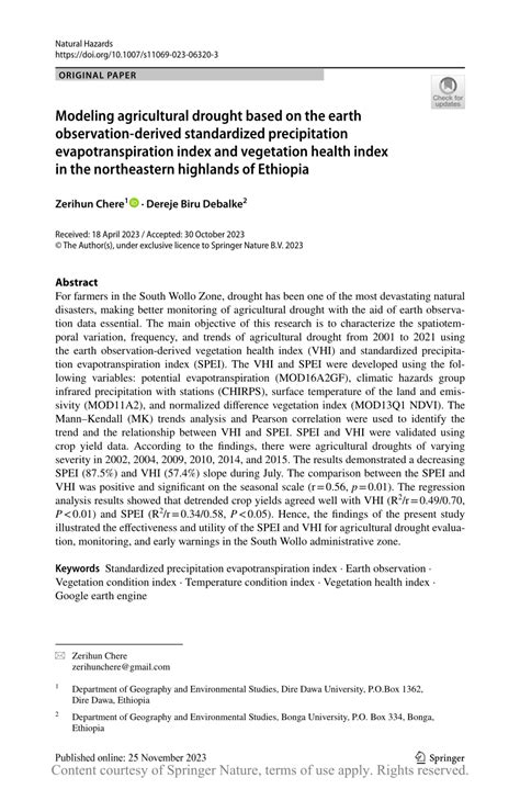 Modeling Agricultural Drought Based On The Earth Observation Derived Standardized Precipitation