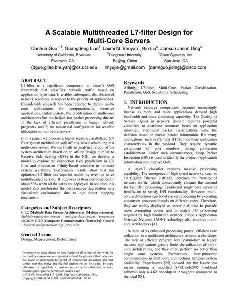 Pdf A Scalable Multithreaded L7 Filter Design For Multi Core Servers