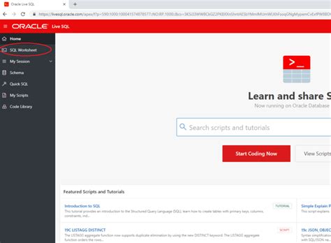 SQL Using Oracle Live SQL CSVeda