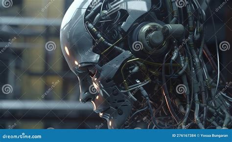 Robot Brain Processes Information Digital Art Illustration Generative Ai Stock Illustration
