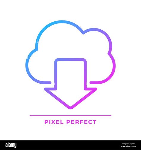 Download Data From Cloud Based Storage Pixel Perfect Gradient Linear Vector Icon Stock Vector