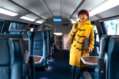 Premium Photo Japanese Woman Standing In First Class Train Interior