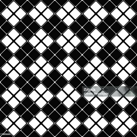 Seamless Black And White Diagonal Rounded Square Pattern Background Stock Illustration