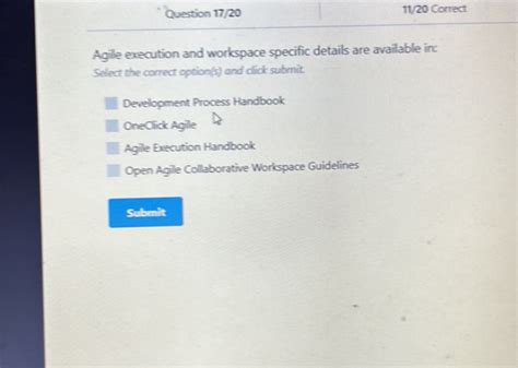 Question 17 20 11 20 Correct Agile Execution StudyX