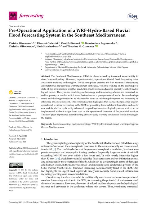 Pdf Pre Operational Application Of A Wrf Hydro Based Fluvial Flood Forecasting System In The