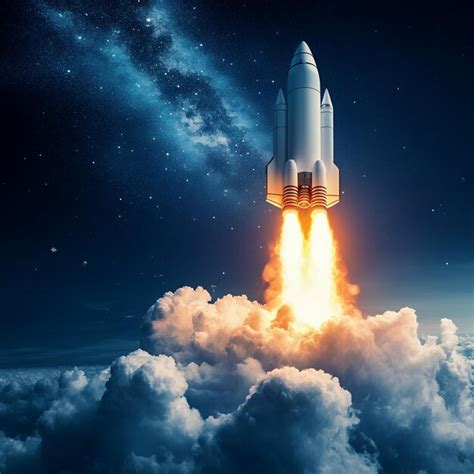 A Rocket Flying In The Sky With The Words Rocket On The Bottom Premium Ai Generated Image