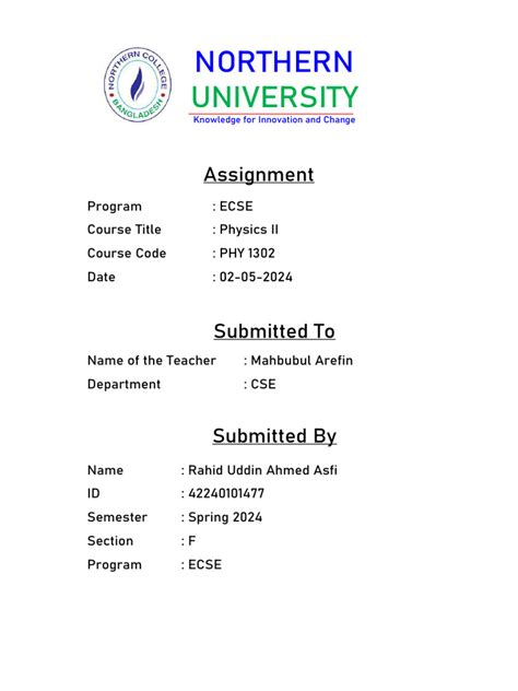 Assignment Cover Page Pdf