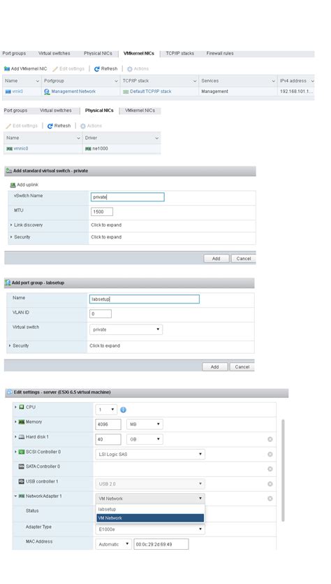 Unable To Create Virtual Switch Or Internal Network In Esxi Host Virtualization Spiceworks