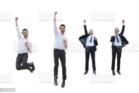 행복 한 성공 사업가 클리핑 경로와 흰색 배경에 공중에 점프 남자 사업가에 대한 스톡 사진 및 기타 이미지 남자 사업가