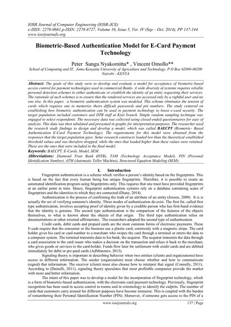 Pdf Biometric Based Authentication Model For E Card Payment Technology