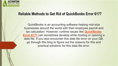 Quickbooks Error 6177 Causes And Solutions