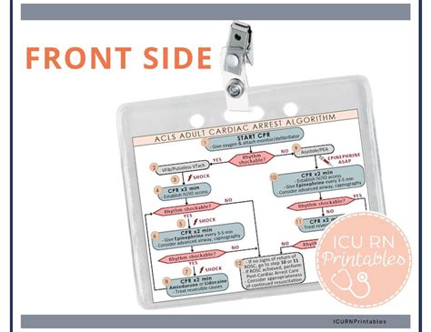 ACLS Adult Cardiac Arrest Algorithm Printable PDF Download Etsy
