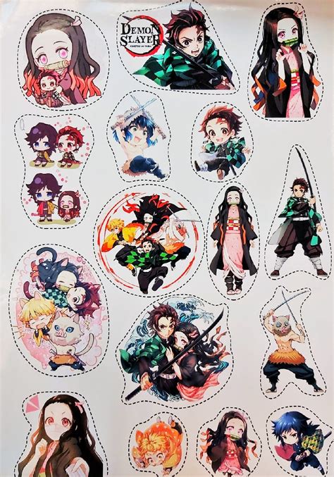 Аниме наклейки клинок рассекающий демонов 50 фото