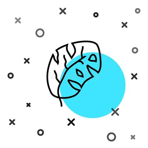 Black Line Tropical Leaves Of Palm Tree Icon Isolated On White