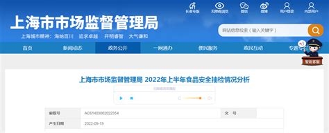 上海市市场监督管理局2022年上半年食品安全抽检情况分析 中国质量新闻网