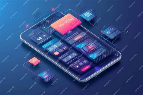 Smartphone Mobile App Interface Mockup With Ui Active Blocks And Connections Ack Of Ui Ux Gui