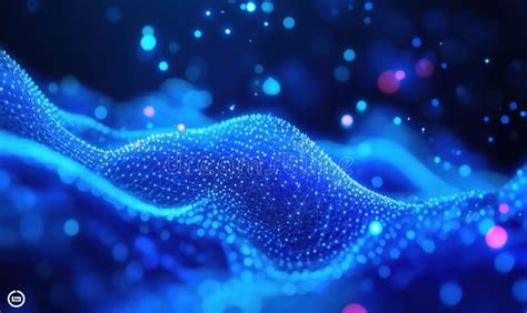 Abstract Blue Digital Wave With Glowing Particles And Network Connections Stock Image Image Of