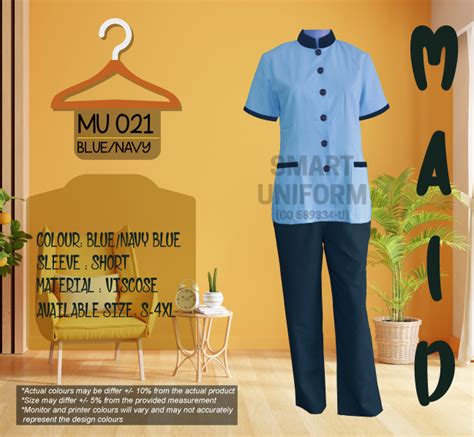 Mu 021 Maid Uniform Bluenavy Blue Smart Uniform Malaysia