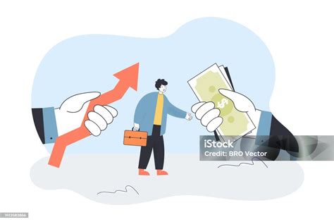 남자에게 돈을주는 거대한 손 플랫 벡터 일러스트 레이 션 경제에 대한 스톡 벡터 아트 및 기타 이미지 경제 금융 디자인