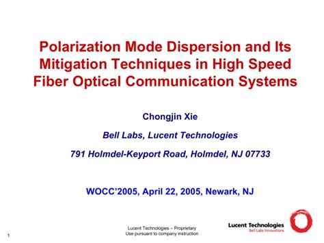 [ppt] Polarization Mode Dispersion And Its Mitigation Techniques In High Powerpoint