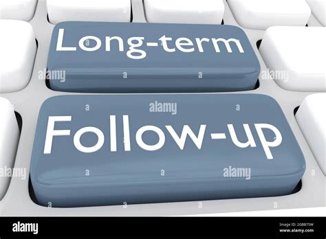 3d Illustration Of Computer Keyboard With The Script Long Term Follow Up On Two Adjacent Buttons