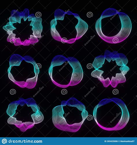Set Of Futuristic Colorful Sphere Of Lines Network Connection Big Data Abstract Technology