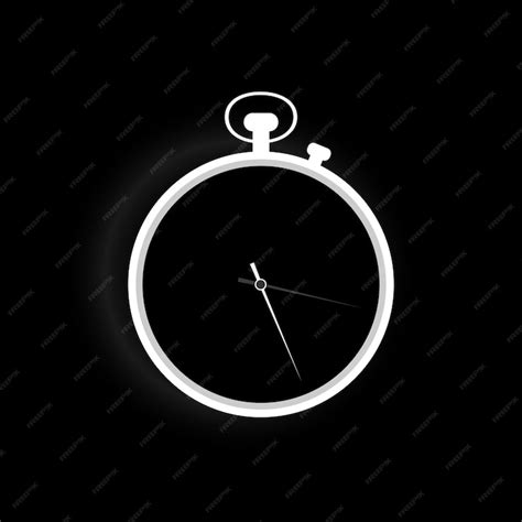 어두운 배경 격리 된 벡터 일러스트 레이 션에 흰색 초시계 아이콘 프리미엄 벡터