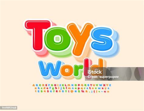 벡터 다채로운 배너 장난감 세계 밝은 3d 알파벳 문자 숫자 및 기호 세트 0명에 대한 스톡 벡터 아트 및 기타 이미지 0명