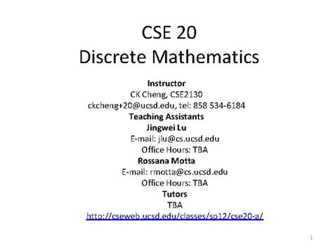 Cse 20 Discrete Mathematics Instructor Ck Cheng Cse