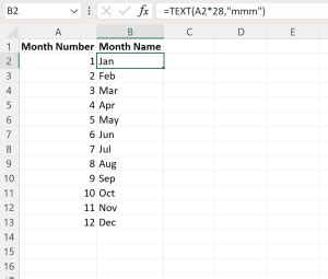 Excel How To Convert Numbers 1 12 To Month Name