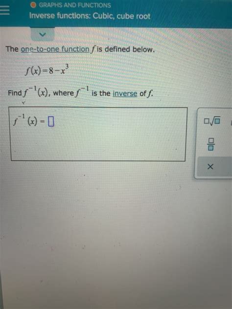 Solved O Graphs And Functions Inverse Functions Cubic Cube