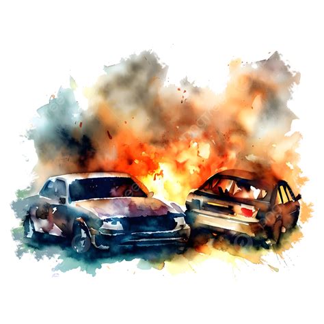 차량 사고 자동차 화재 및 파괴 교통 사고 자동차 화재 자동차 파괴 Png 일러스트 및 Psd 이미지 무료 다운로드